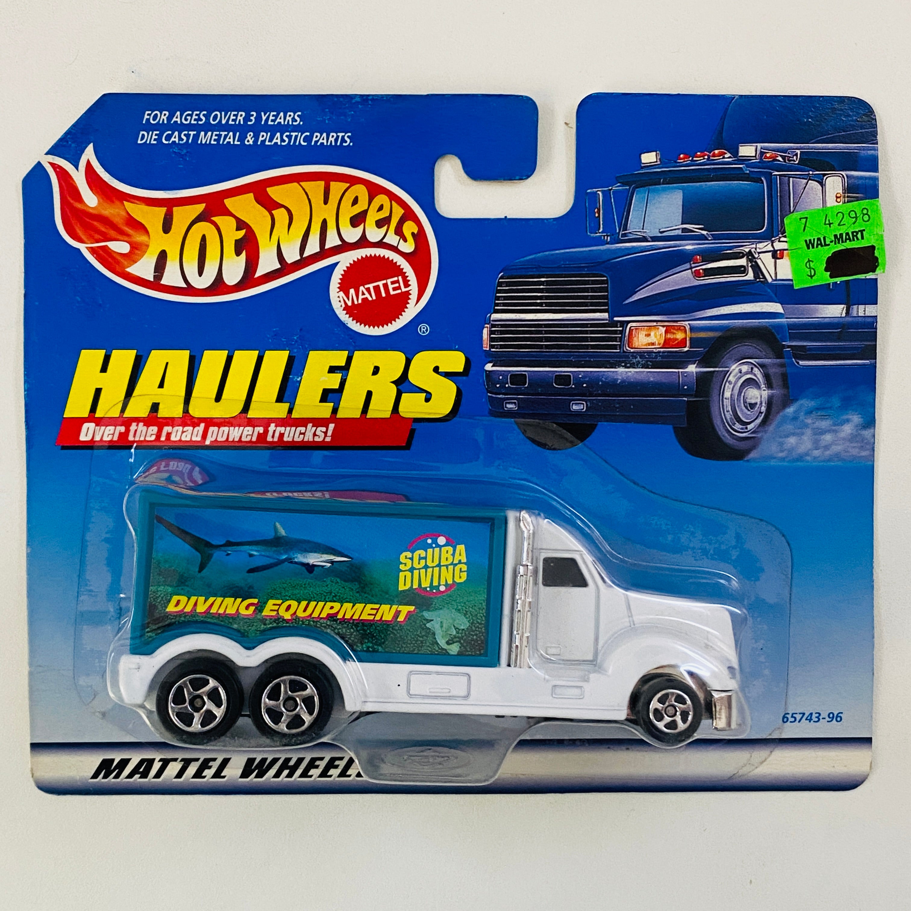 1999 Hot Wheels Haulers Scuba Diving Equipment Camión Trailer blanco c