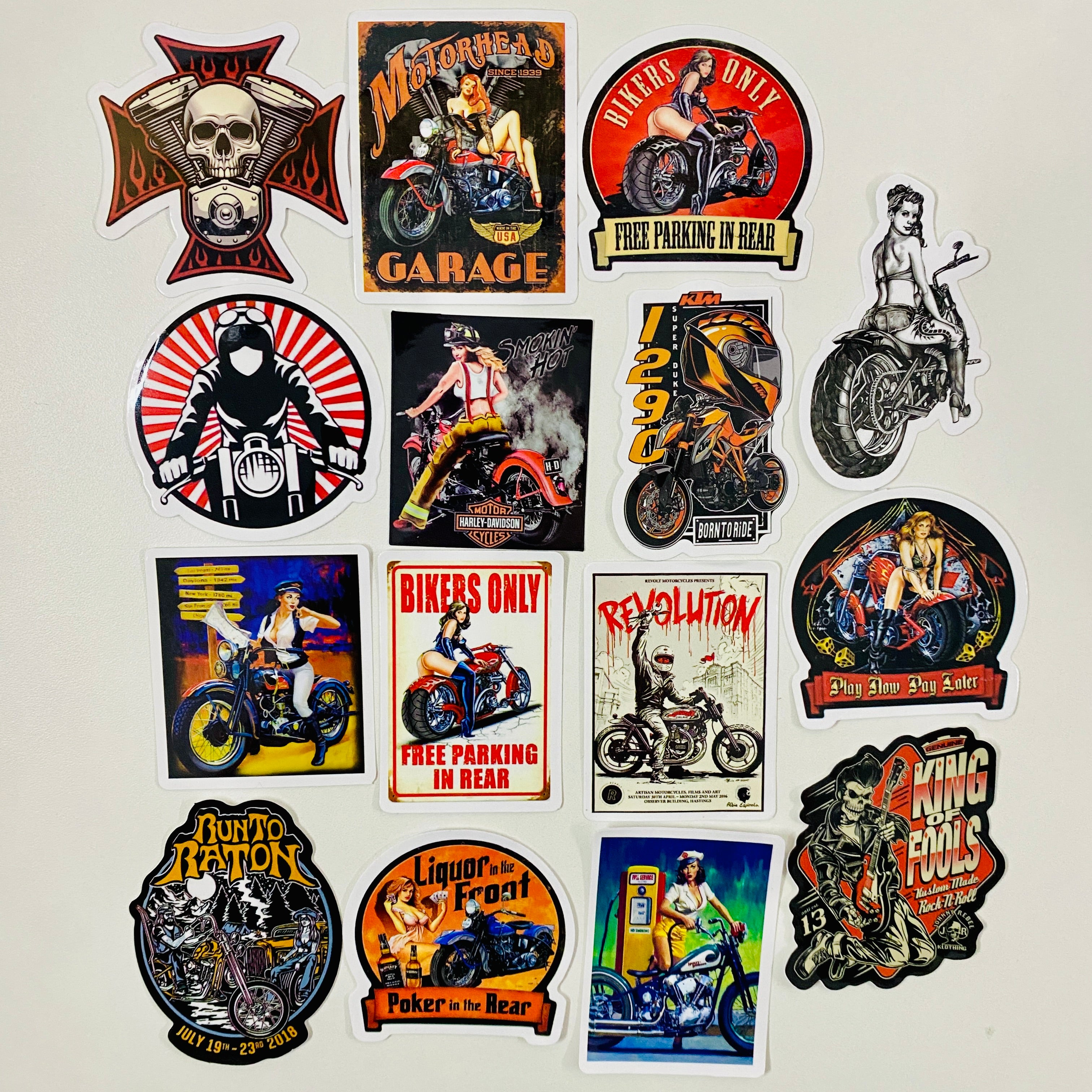 Set de 15 Stickers de Motos Custom y Cultura Biker