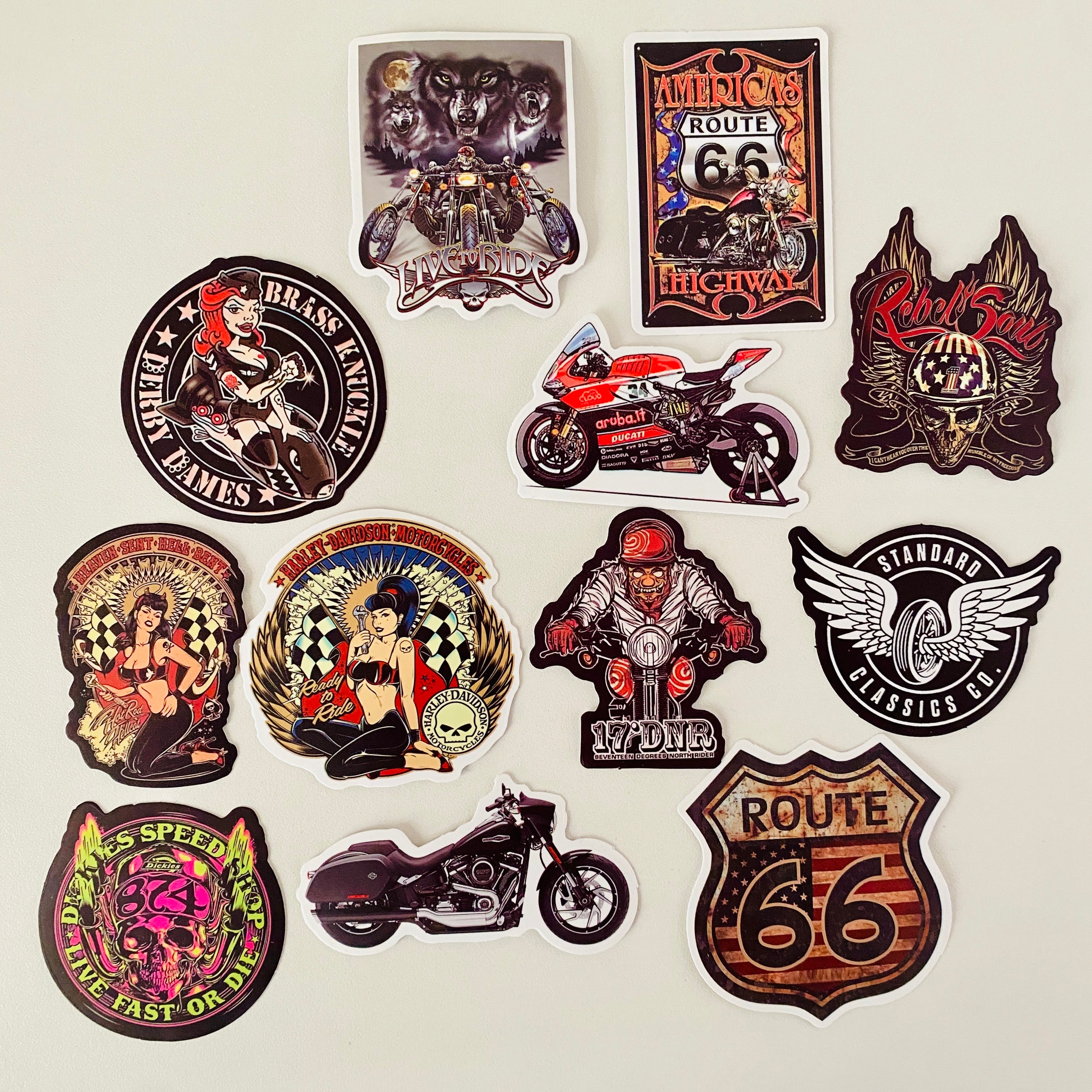 Set de 12 Stickers de Motos Custom y Cultura Biker