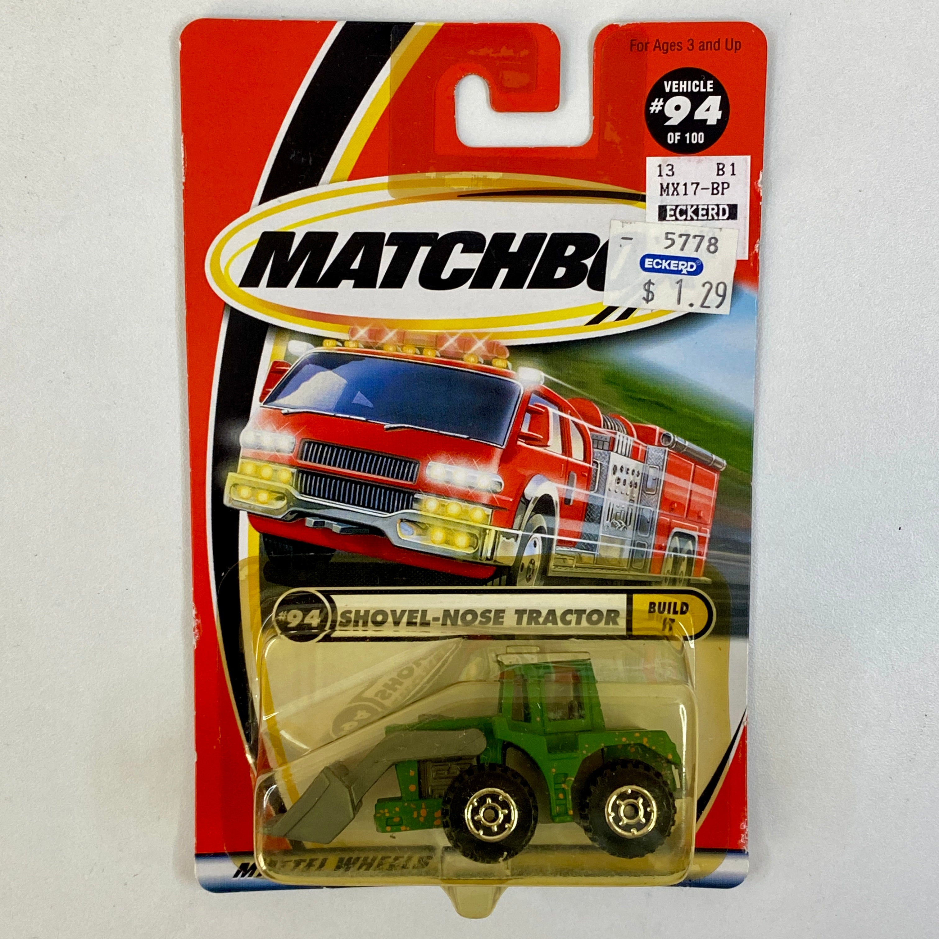 2000 Matchbox Build It Muir Hill Shovel Nose Tractor verde con Cuchara