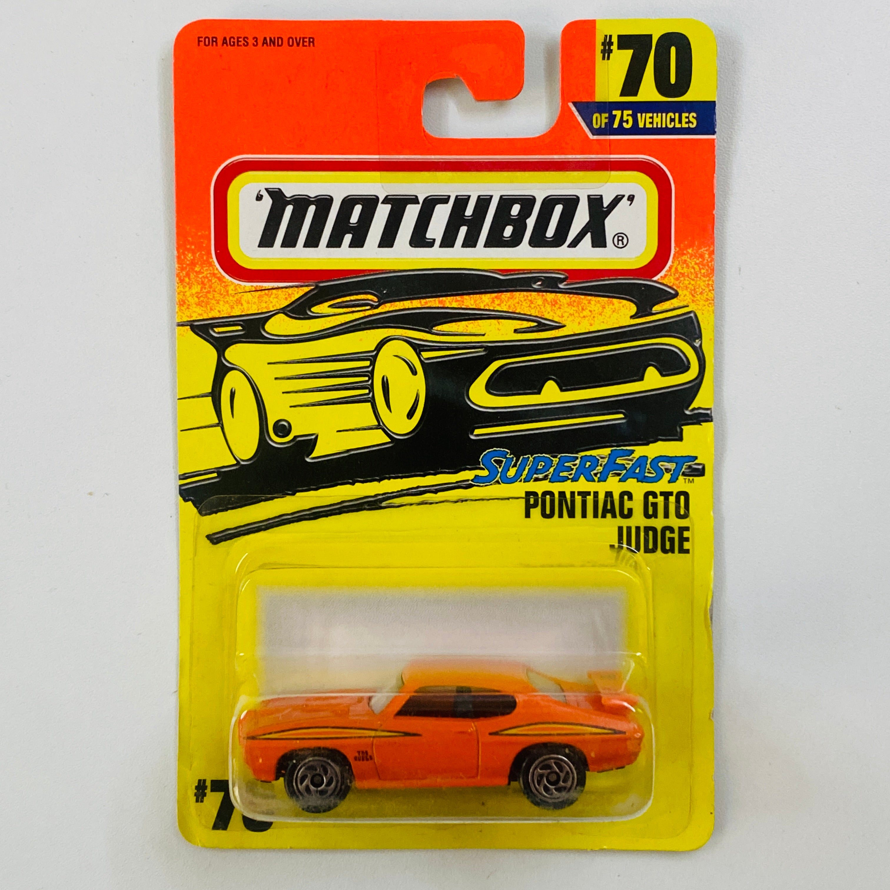 1996 Matchbox Super Fast New Model Pontiac GTO Judge 70 naranja Primer