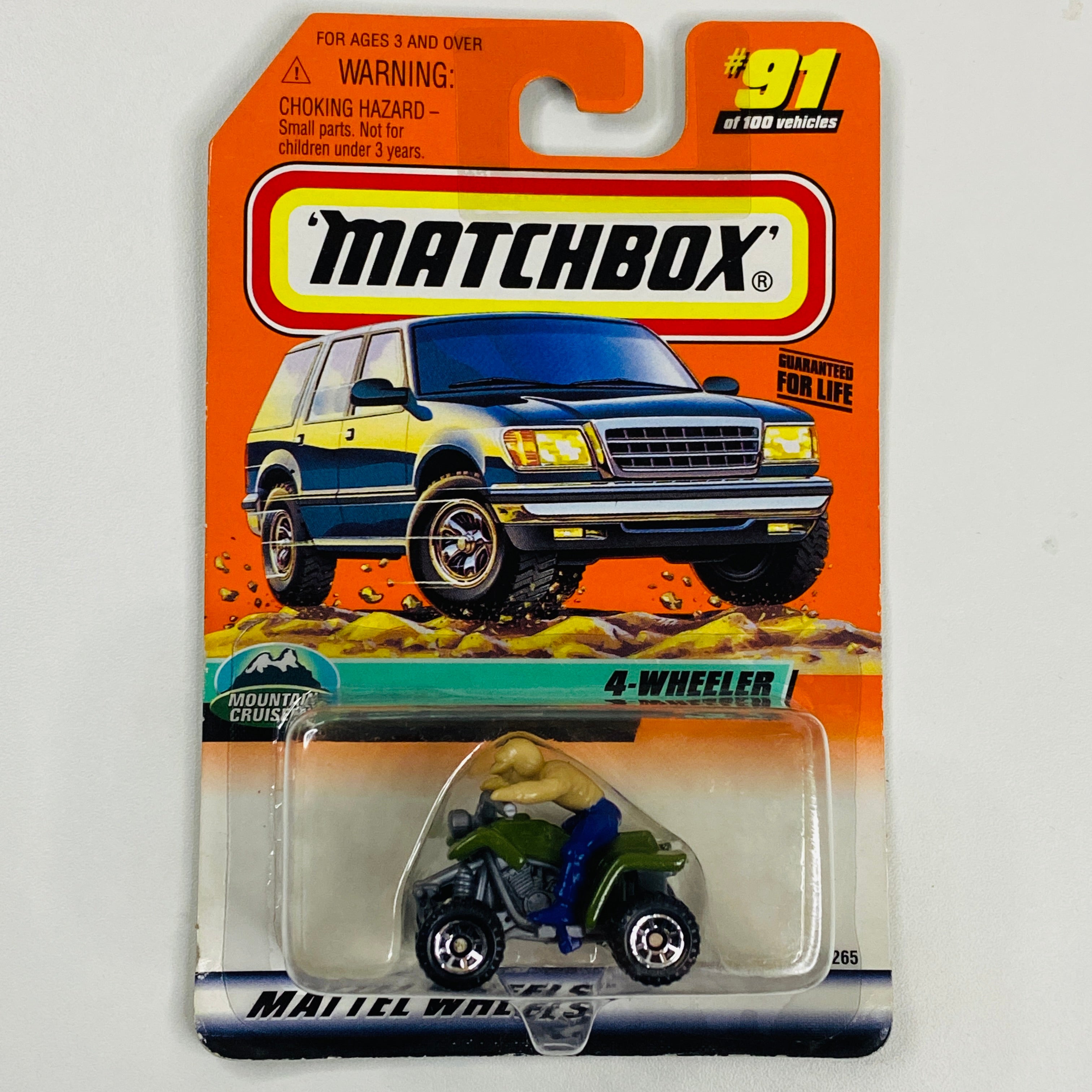 1999 Matchbox Mountain Cruisers 4 Wheeler verde oliva con Piloto Prime