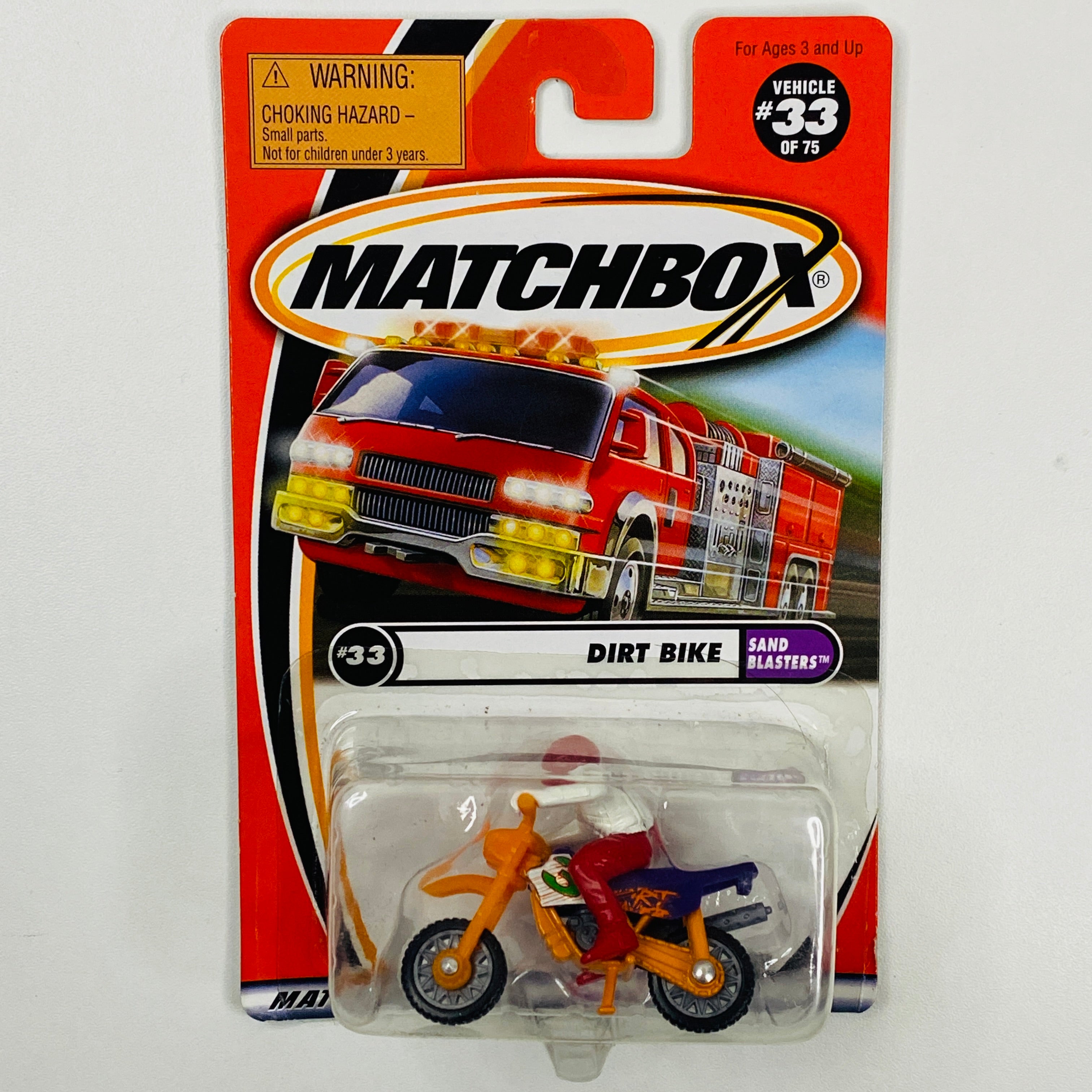 2001 Matchbox Sand Blasters Dirt Bike naranja con Piloto