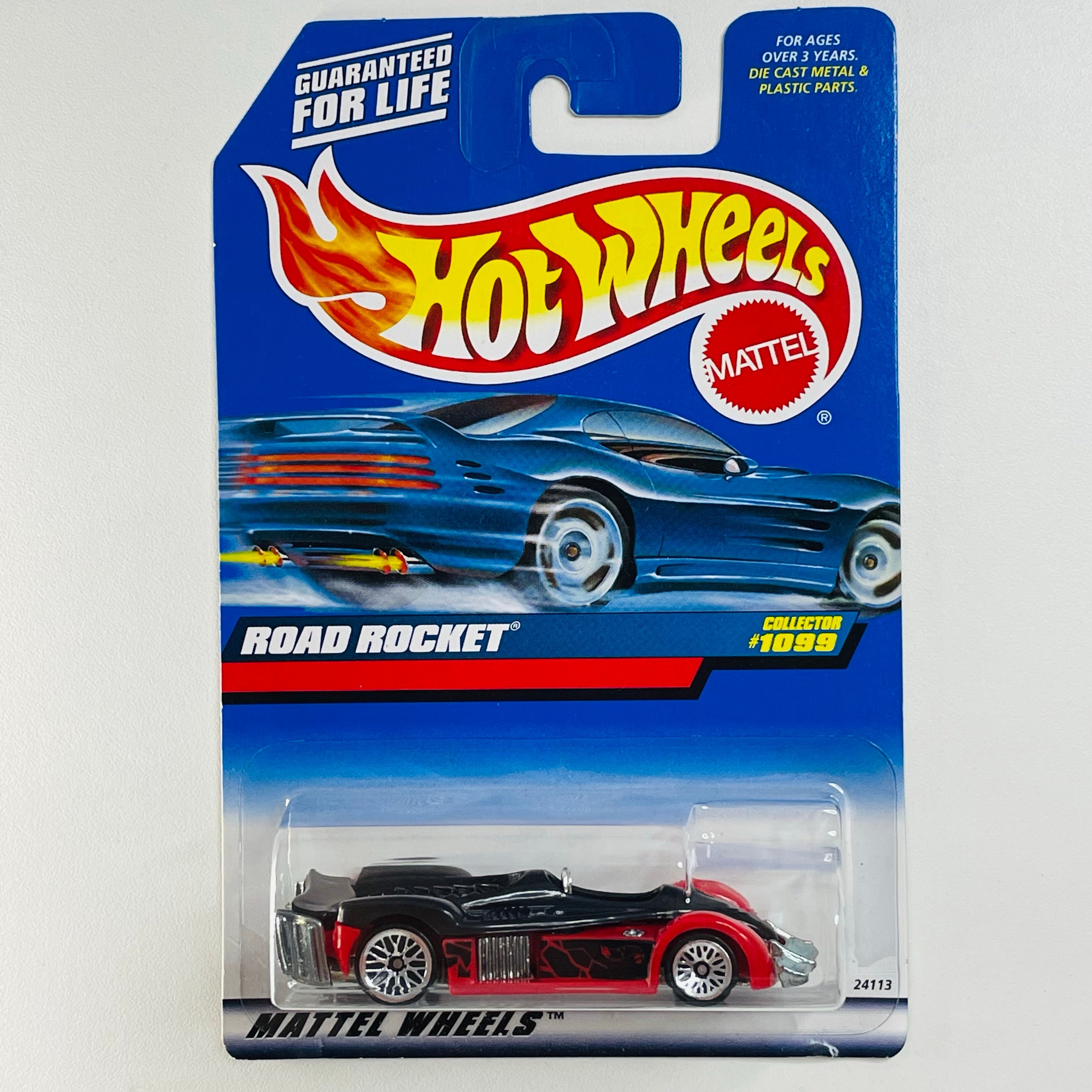 1999 Hot Wheels Road Rocket 1099 rojo LW base ZAMAC