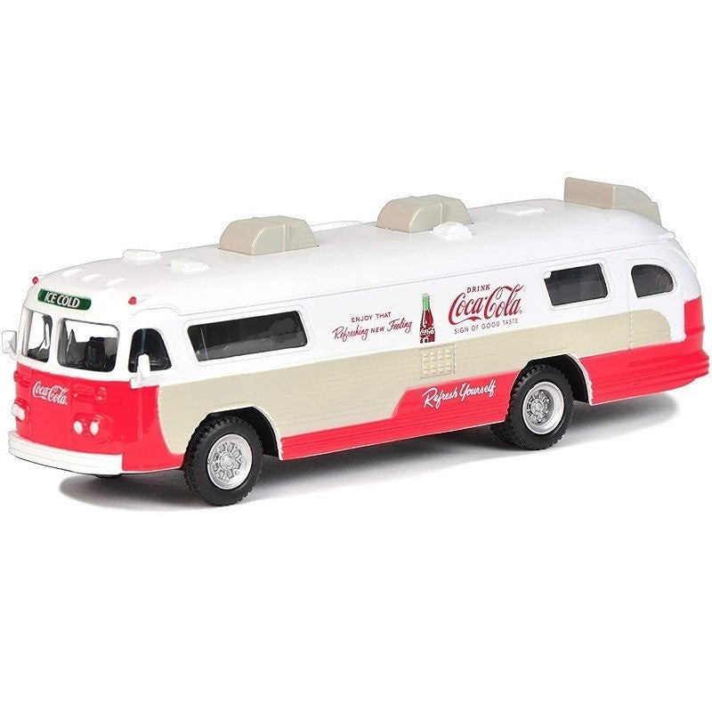 2021 Motor City 1:64 Coke Coca Cola 1960 Flxible Starliner Bus blanco