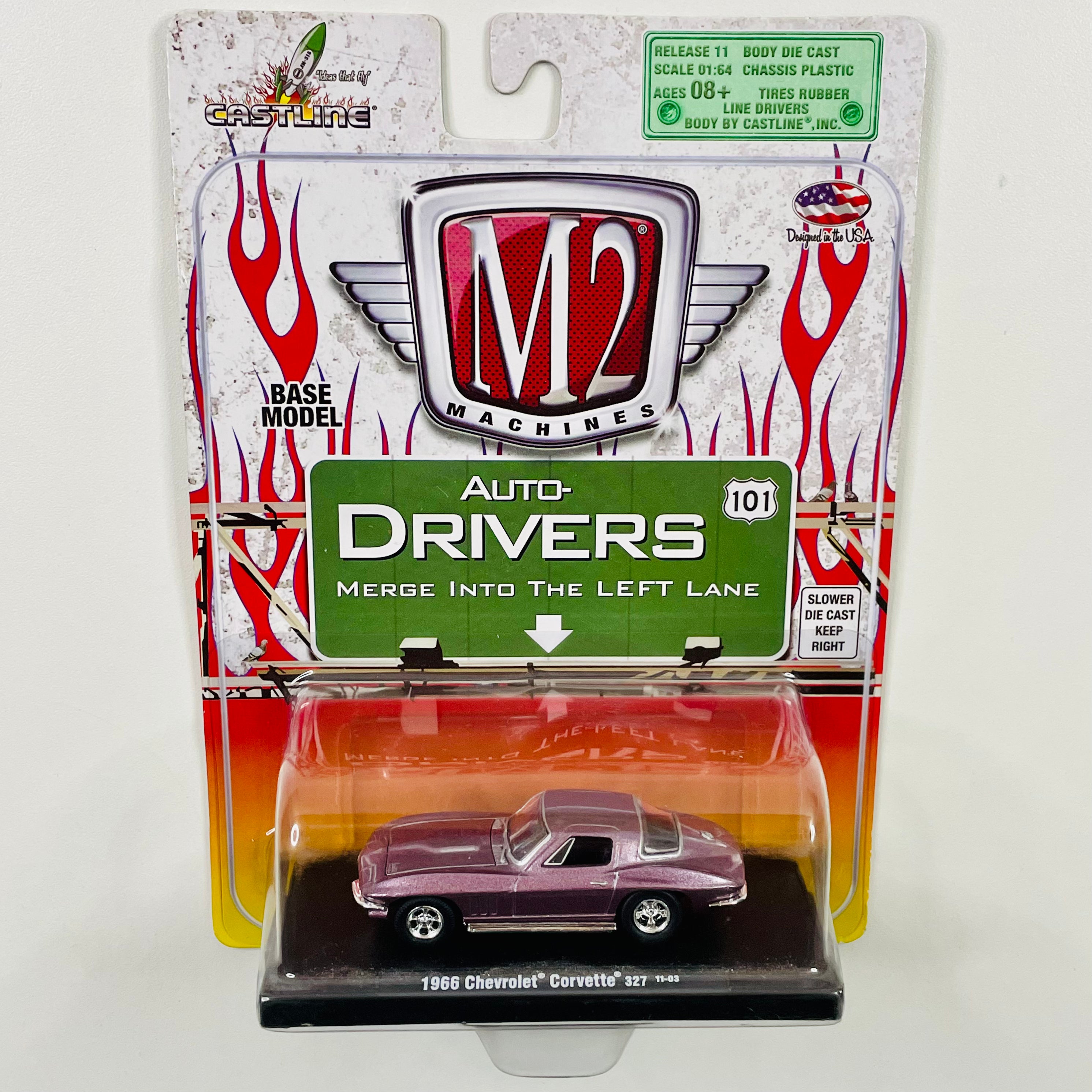 2011 M2 Machines Auto-Drivers 1966 Chevrolet Corvette 327 11-03 morado