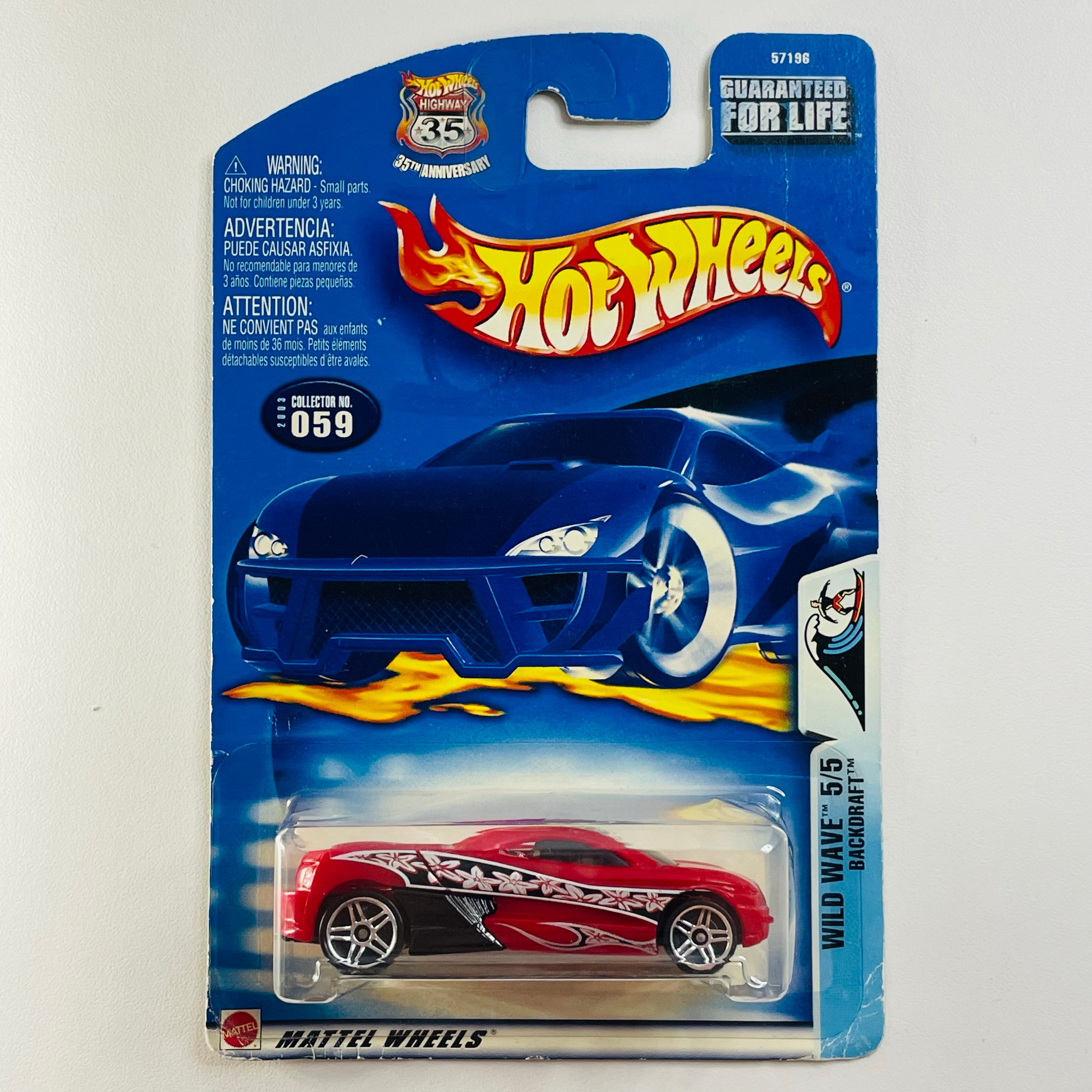 2003 Hot Wheels Wild Wave Backdraft 059 rojo PR5