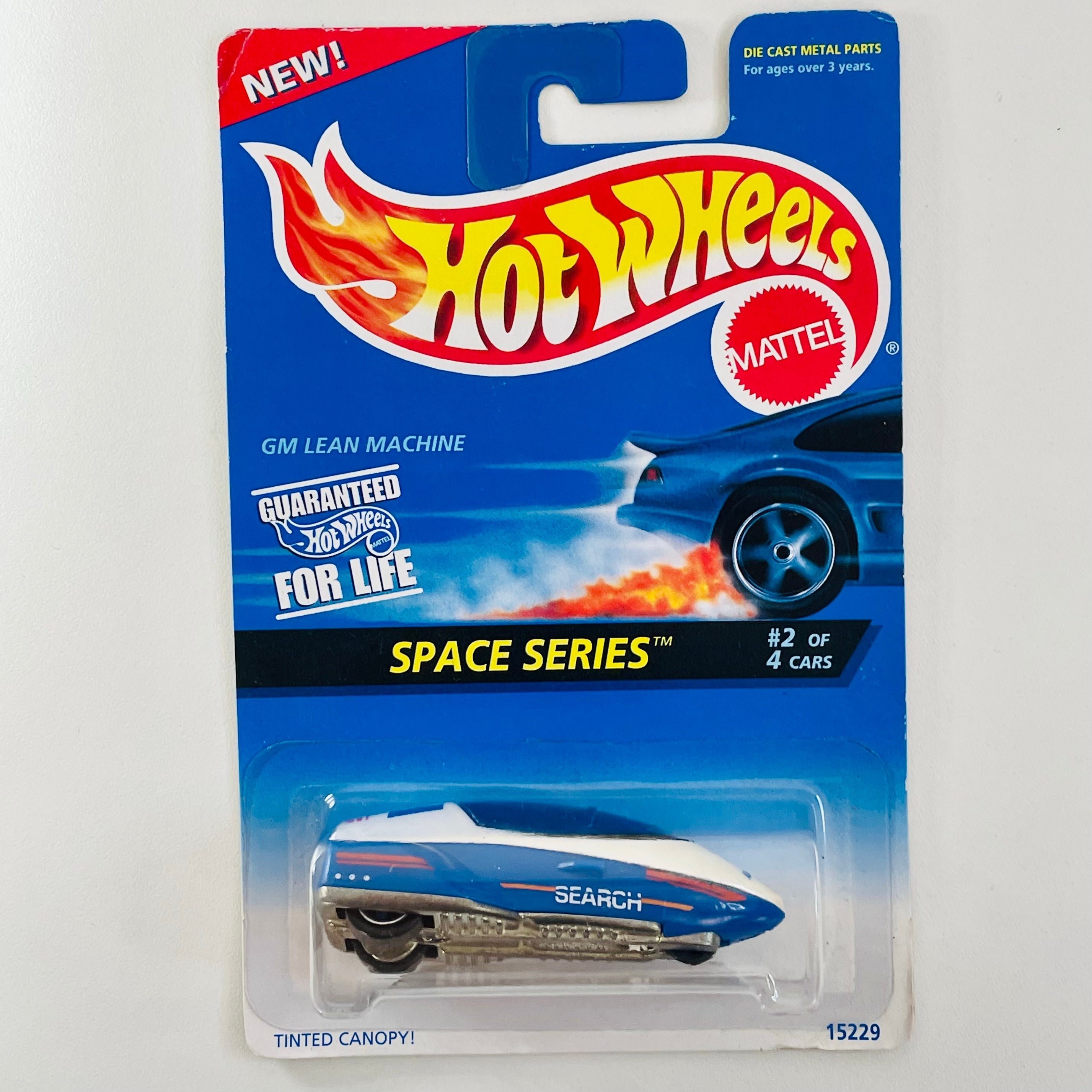 1996 Hot Wheels Space Series GM Lean Machine blanco con azul 5SP base