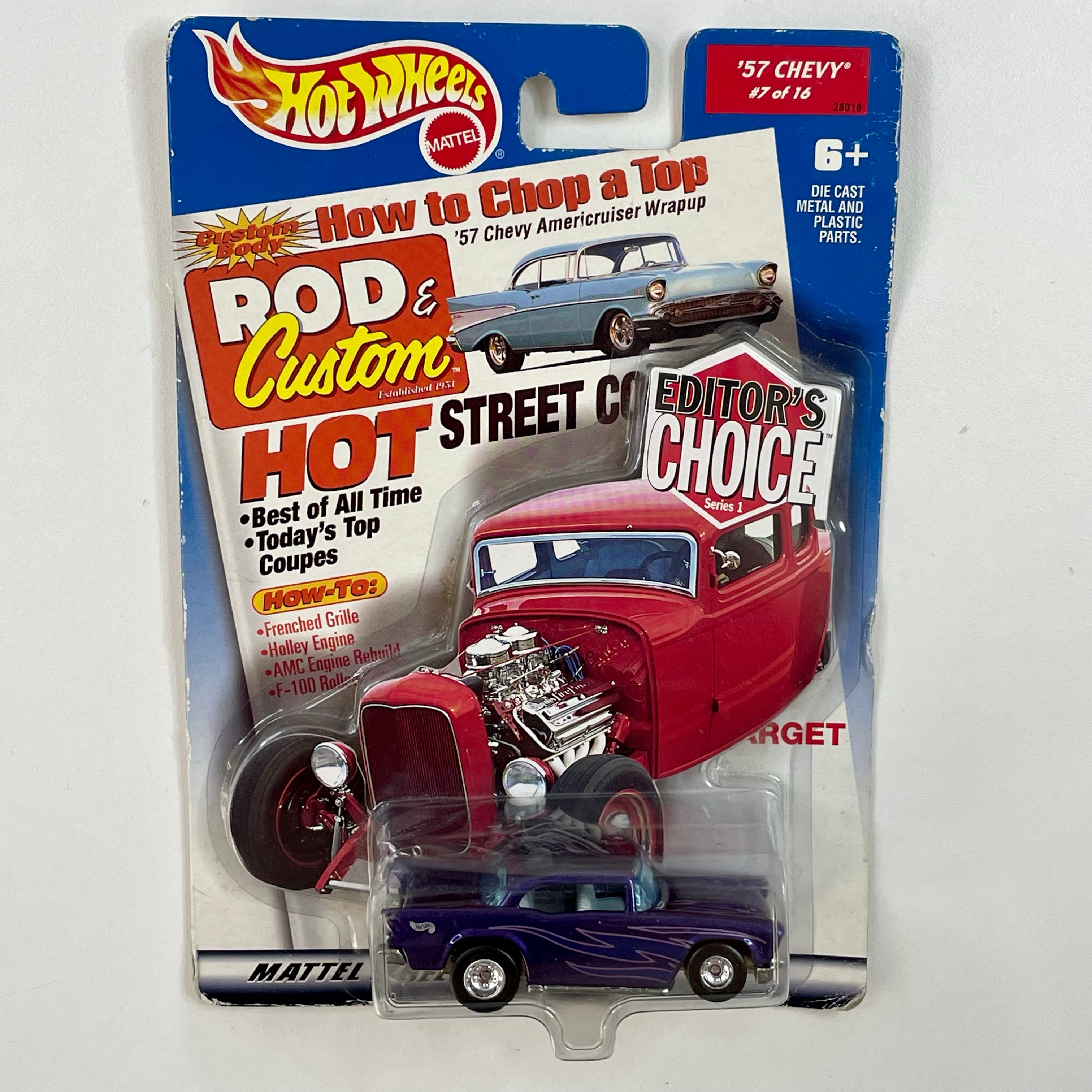 2000 Hot Wheels Editor's Choice Target Exclusive 57 Chevy morado Llant