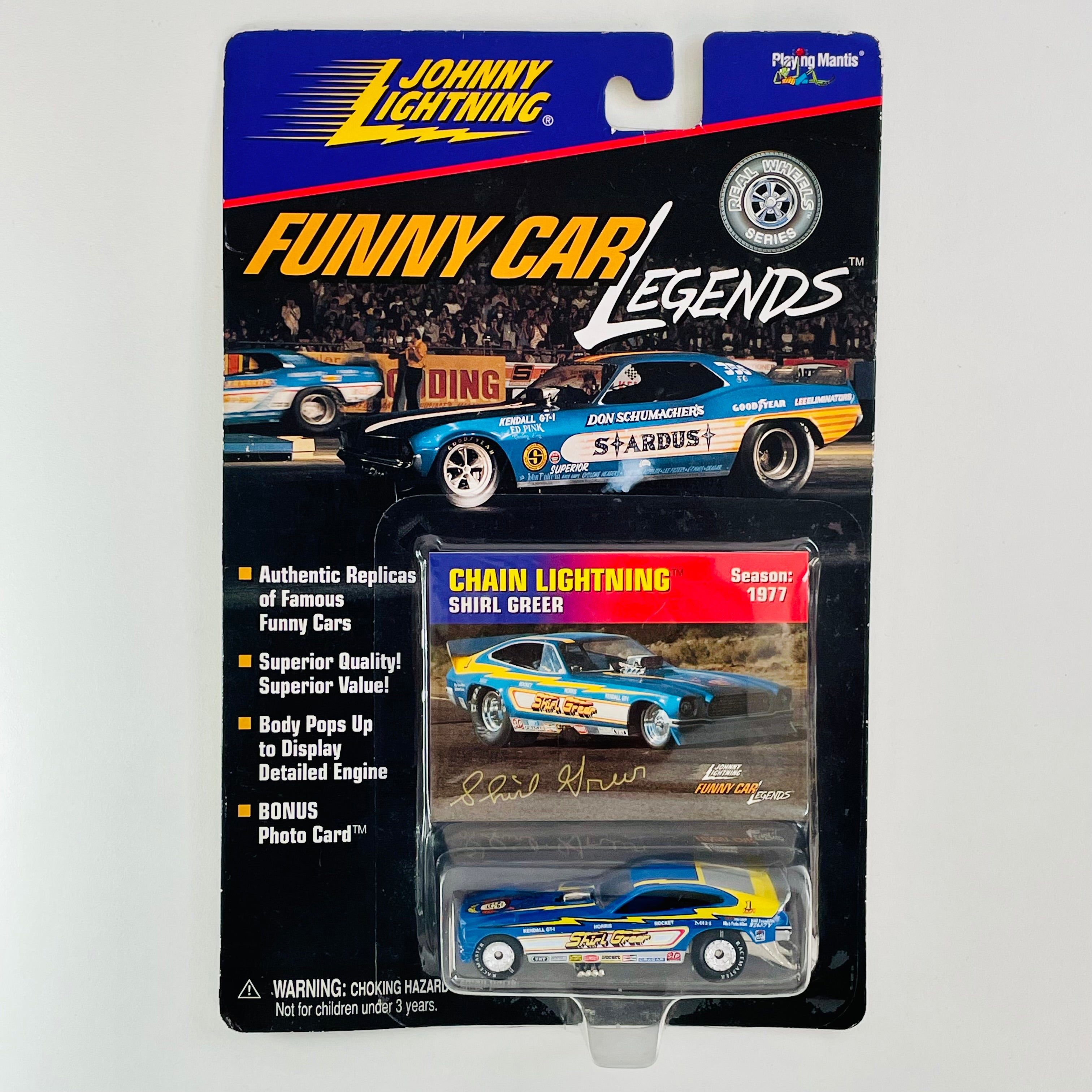 1998 Johnny Lightning Funny Car Legends NHRA Shirl Greer Chain Lightni