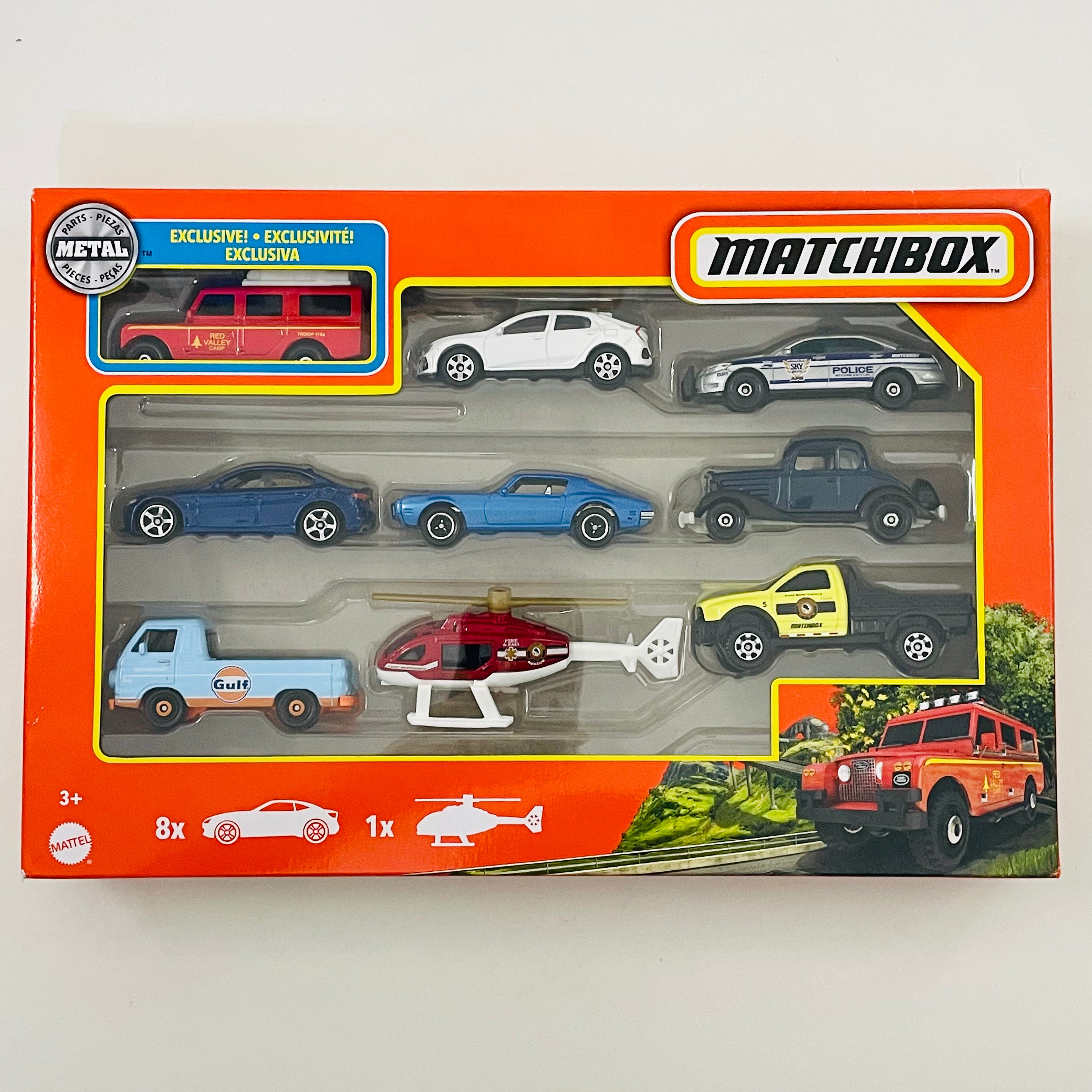 2022 Matchbox 9 Pack Set de 9 con 65 Land Rover Gen II Safari Exclusiv