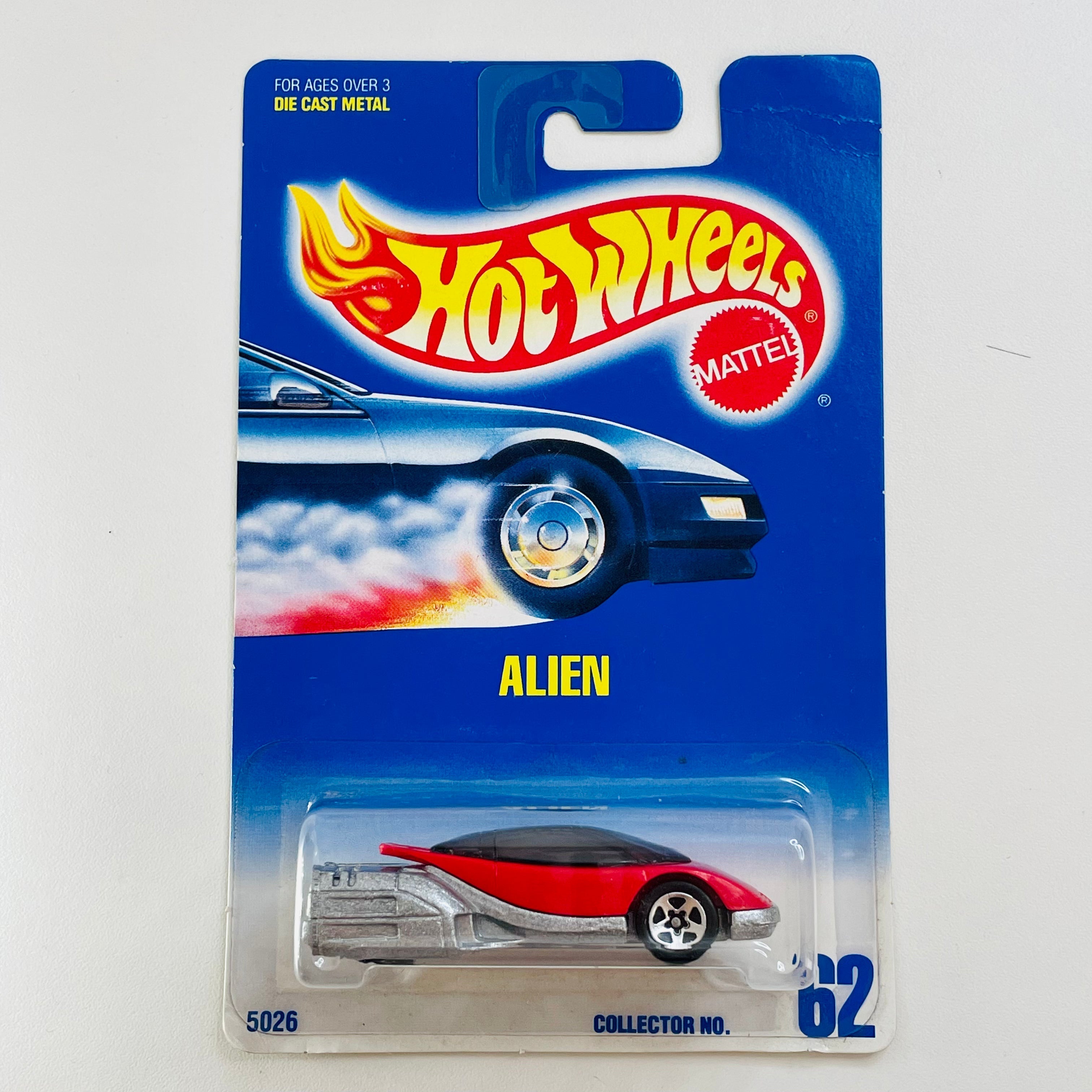 1995 Hot Wheels Alien 62 rojo y plata metálico 5SP base ZAMAC